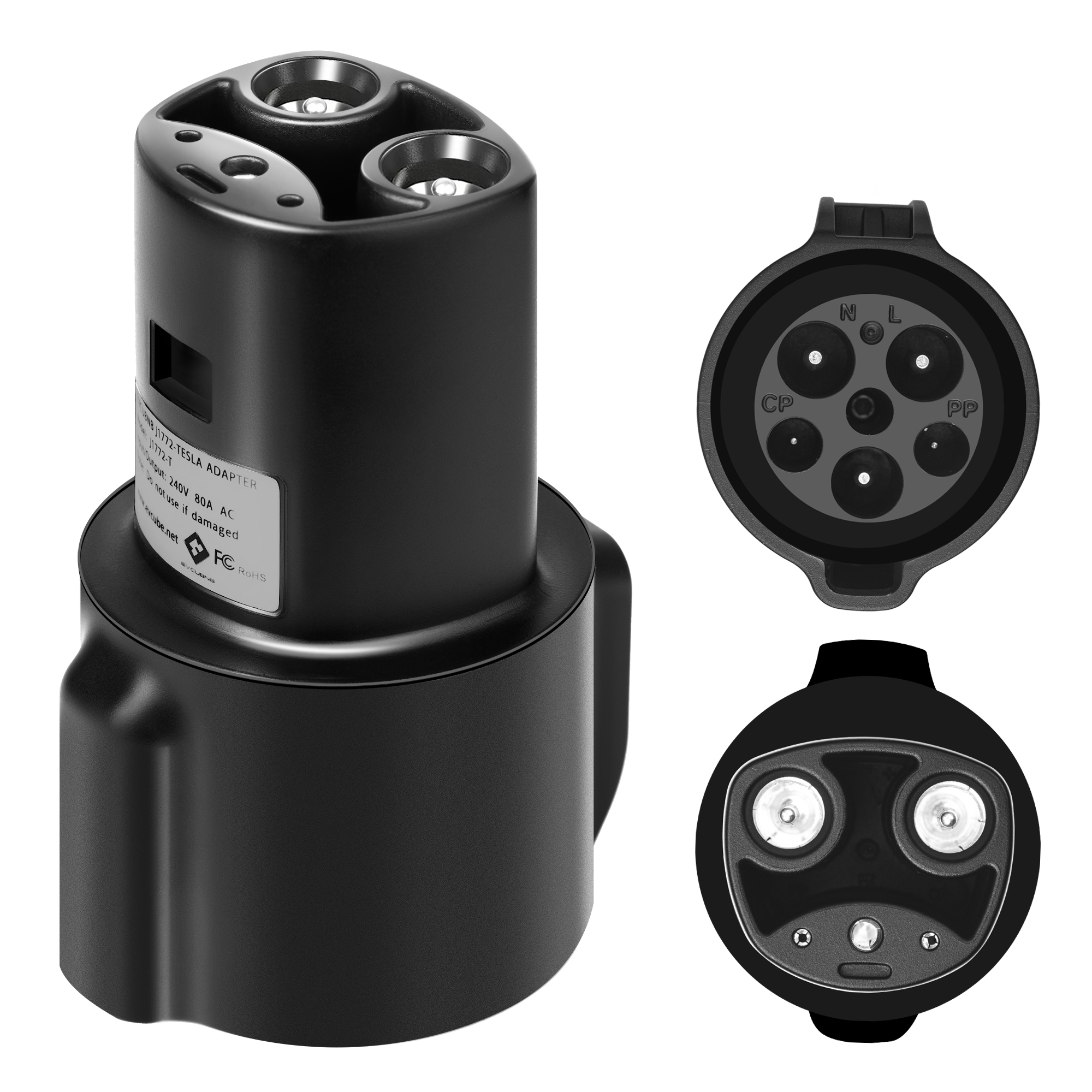EVCUBNB J1772 to Tesla Adapter, 80A/240V, For Tesla Owner, Black ...